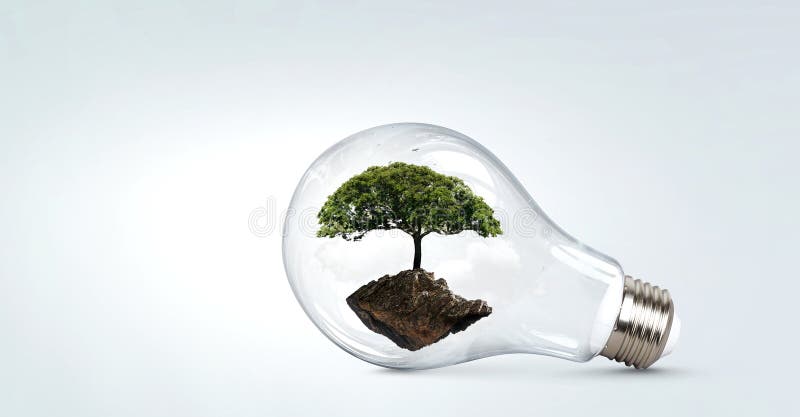 Tree Growing Inside Light Bulb . Mixed Media Stock Photo - Image of ...