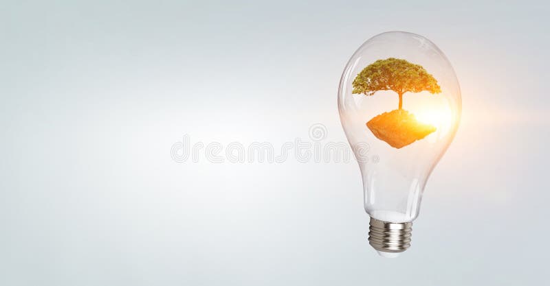 Tree Growing Inside Light Bulb . Mixed Media Stock Photo - Image of ...