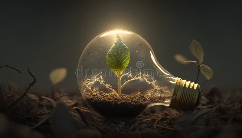 Tree Growing Inside a Light Bulb Stock Illustration - Illustration of ...