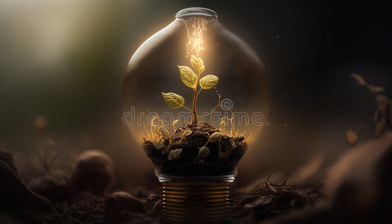 Tree Growing Inside a Light Bulb Stock Illustration - Illustration of ...