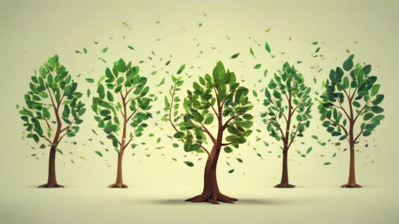 A Tree Growing Leaves in the Shape of Different Emotions Happy, Sad ...