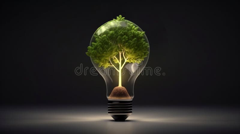 A Tree Growing in a Light Bulb, the Concept of Environmentally Friendly ...
