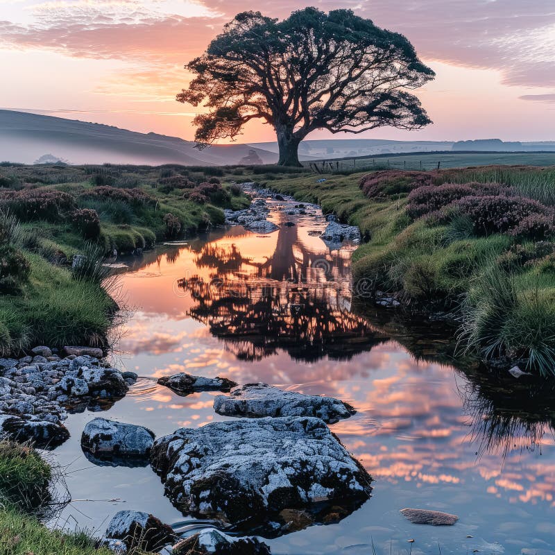 A Tree is Growing Next To a River. Stock Image - Image of landscape ...