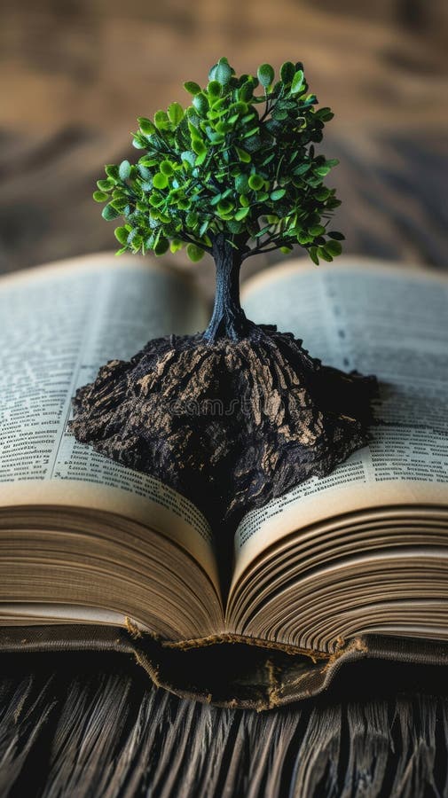 Tree Growing from an Open Book Stock Image - Image of book, academic ...