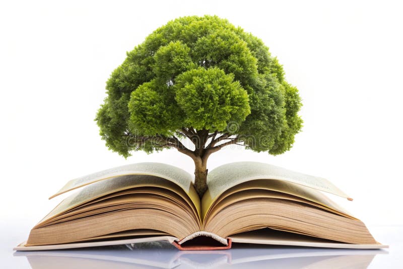 Tree Growing from an Open Book Stock Illustration - Illustration of ...