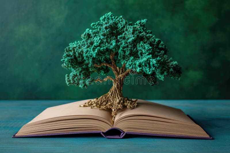 Tree Growing from an Open Book, Symbolizing the Growth of Knowledge and ...