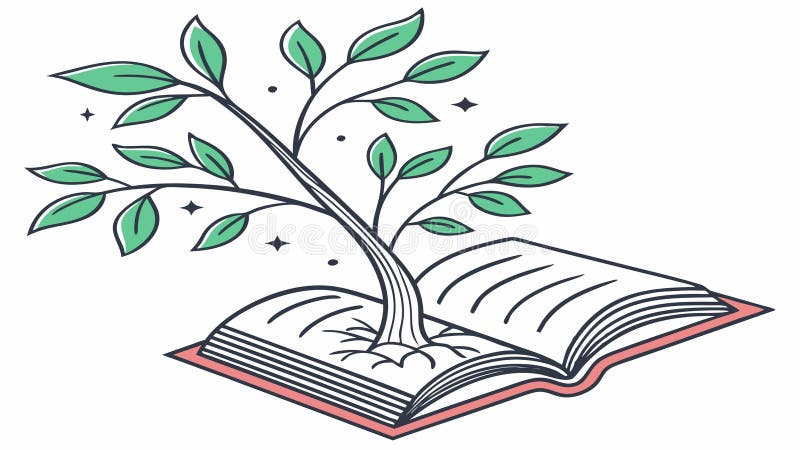 Knowledge Tree Growing from Open Book Pages Stock Illustration ...