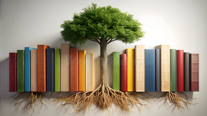 Tree Growing Out of Books. Education Concept Stock Illustration ...