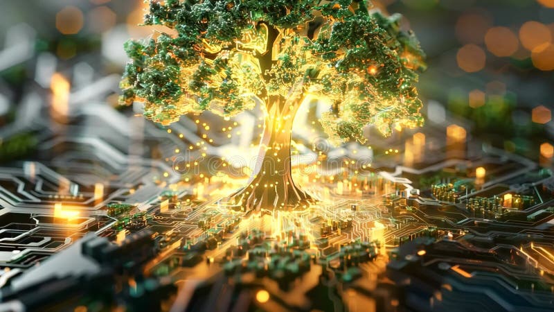 A Tree is Growing Out of a Computer Chip Stock Footage - Video of ...