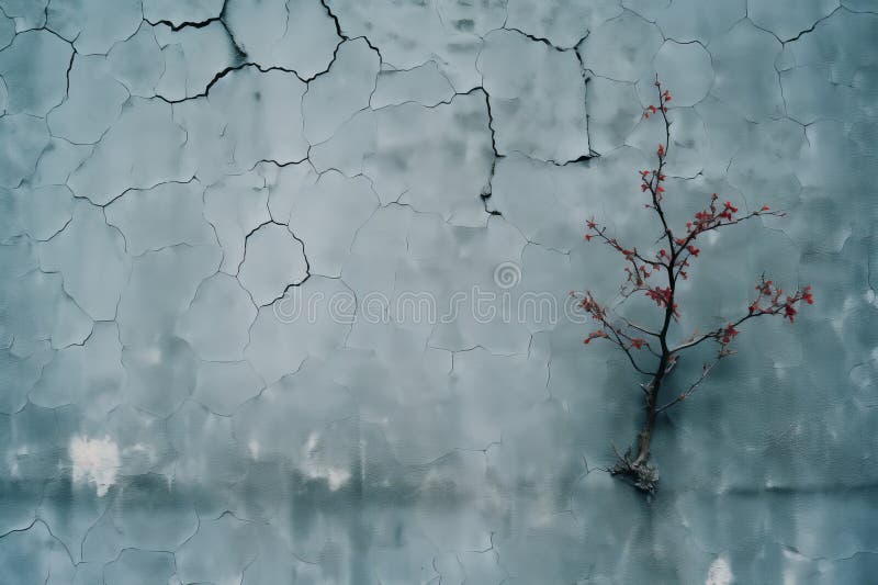 A Tree is Growing Out of a Crack in a Wall Stock Illustration ...