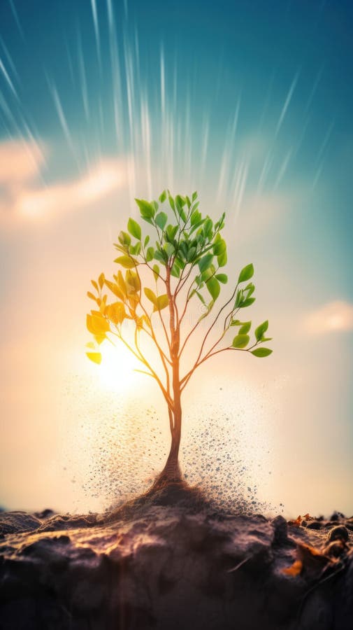A Tree that is Growing Out of the Ground. AI Generative Image. Stock ...