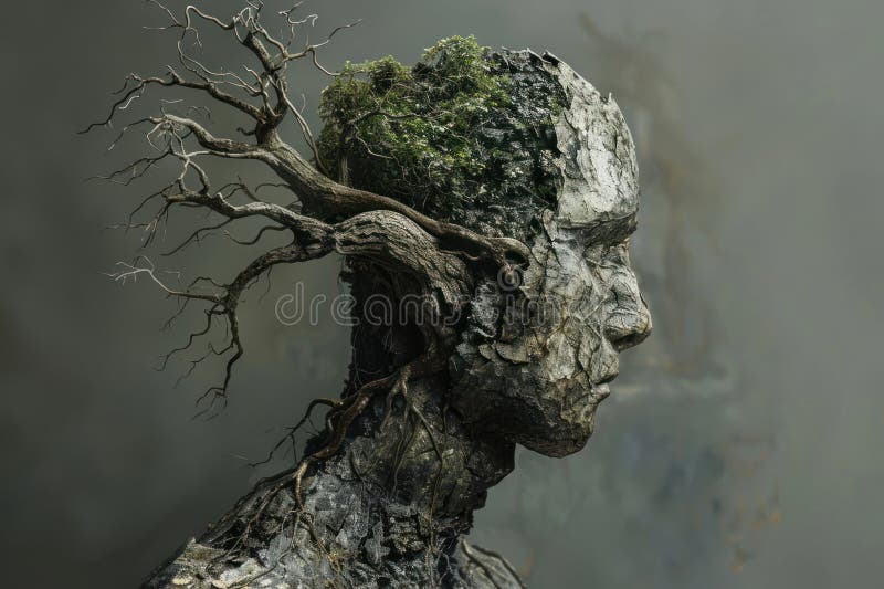 A Tree Growing Out of a Human Head Stock Photo - Image of thoughtful ...