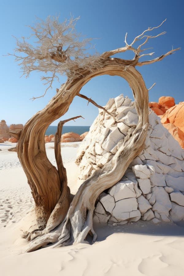 A Tree Growing Out of a Pile of Sand. Generative AI Image. Stock ...