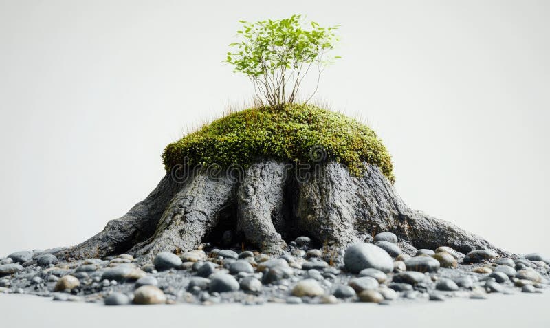 A Tree is Growing Out of a Rock Stock Illustration - Illustration of ...
