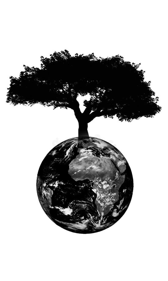 Tree Growing from Planet Earth Stock Illustration - Illustration of ...