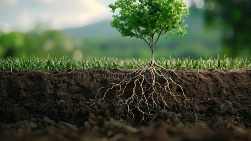 Tree Growing in Rich Soil with Roots Stock Footage - Video of watering ...