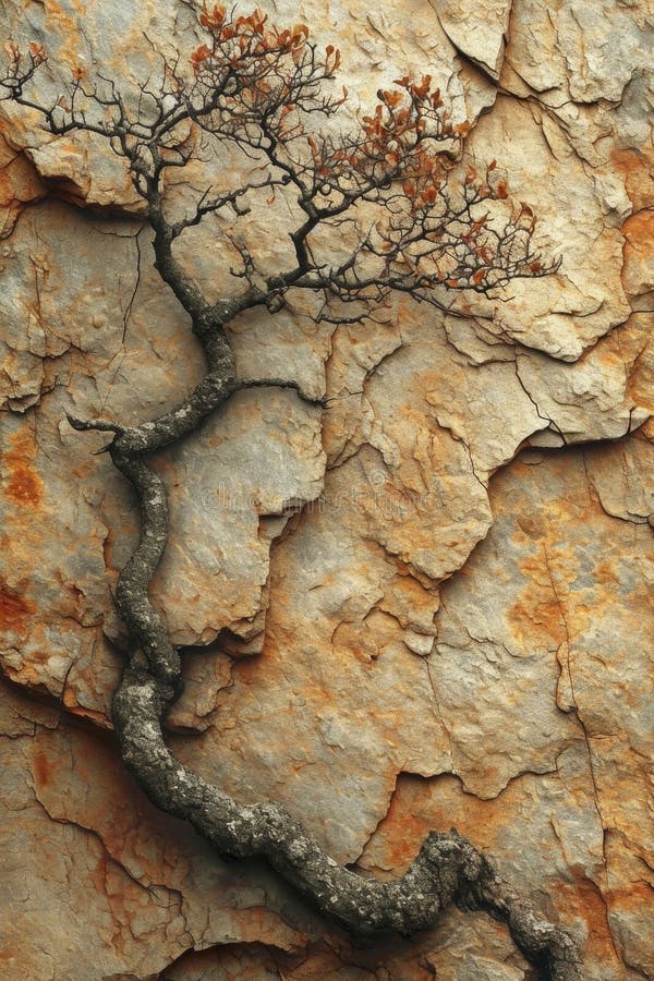 A Tree Growing on a Rock. the Roots are Breaking through the Rocks ...