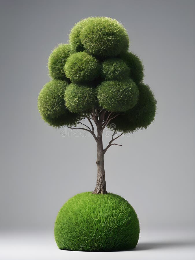 Tree Growing within a Spherical Ball of Grass, Merging Elements of ...