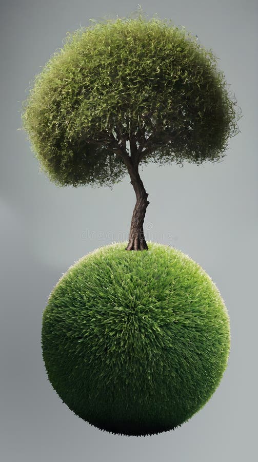 Tree Growing within a Spherical Ball of Grass, Merging Elements of ...