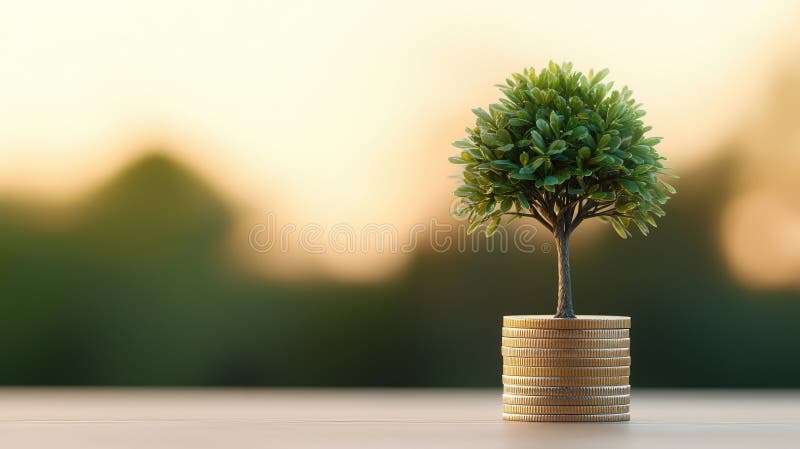 A Tree Growing from a Stack of Coins, Concept of Sustainable ...