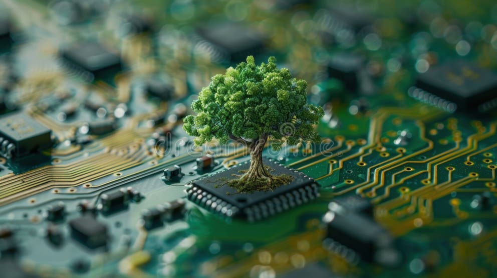 A Tree is Growing on Top of a Computer Chip Stock Photo - Image of ...