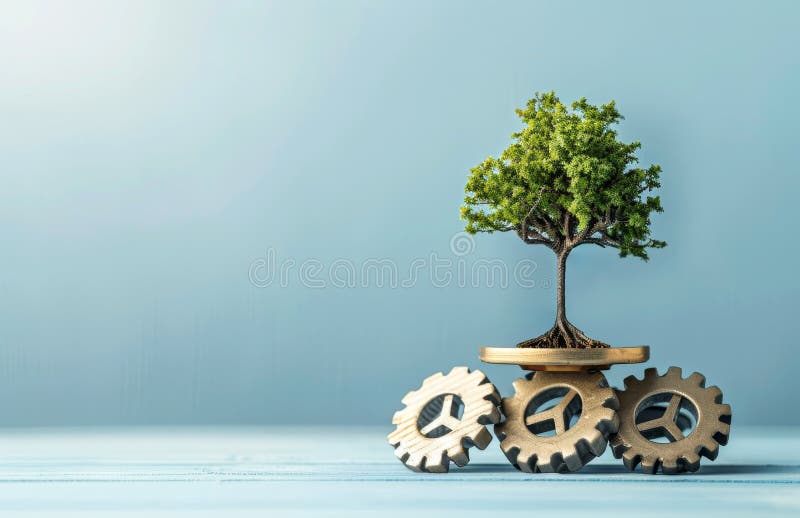 A Tree is Growing on Top of a Gear by AI Generated Image Stock Image ...