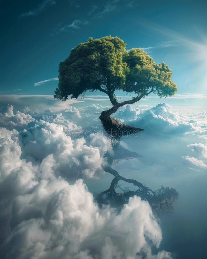 A Tree Growing Upside Down from the Sky Stock Illustration ...