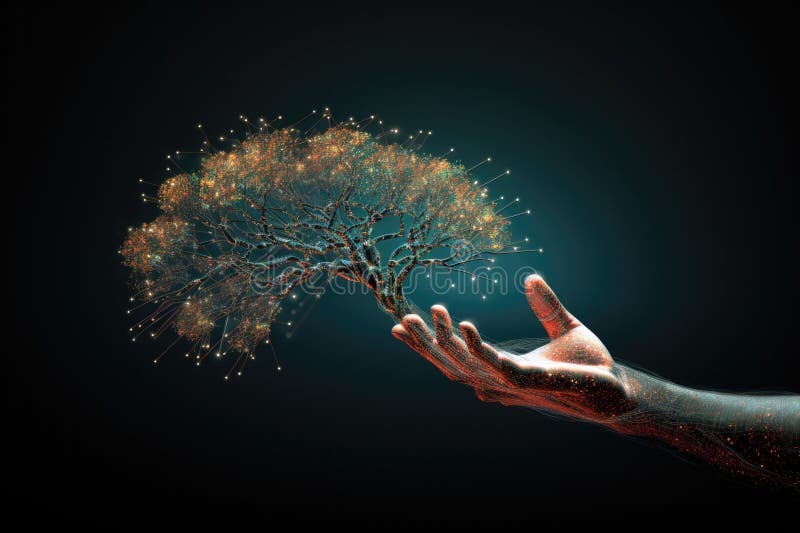 Cyber Hand Futuristic Sketch Stock Illustration - Illustration of ...