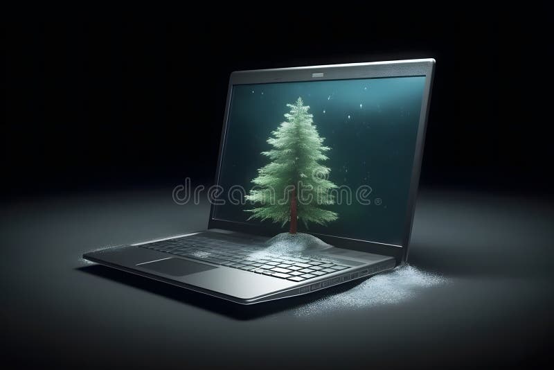 A Tree Grows from a Laptop. Green Information Technology Stock Photo ...
