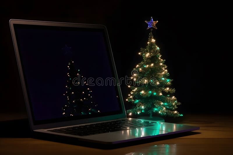 A Tree Grows from a Laptop. Green Information Technology Stock ...