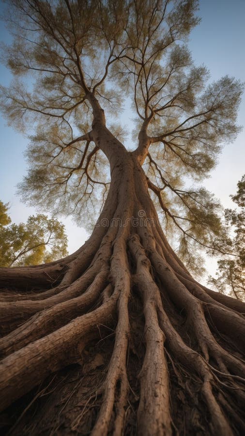 A Tree that Grows Upside Down, Its Roots Stretching into the Sky. Stock ...