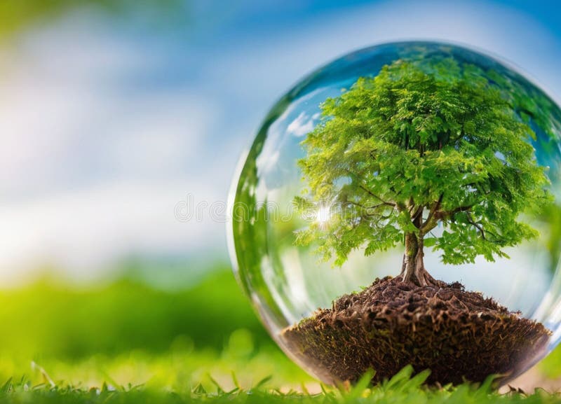 Tree Growth on Globe on Earth Day Nature Concept Stock Illustration ...