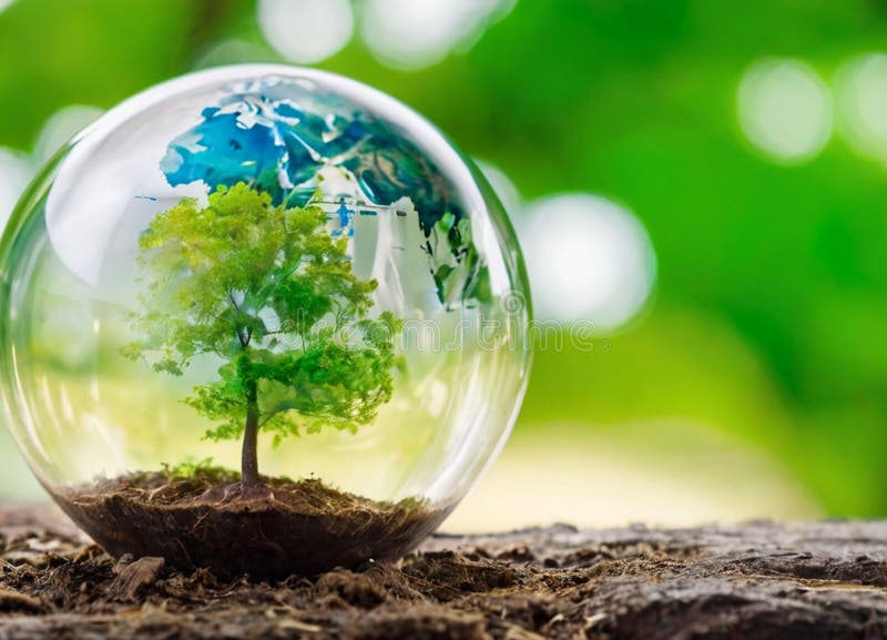 Tree Growth on Globe on Earth Day Nature Concept Stock Illustration ...