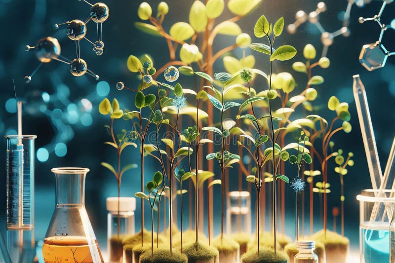Tree Grow in Lab, Cellular Advance Technology. Stock Illustration ...