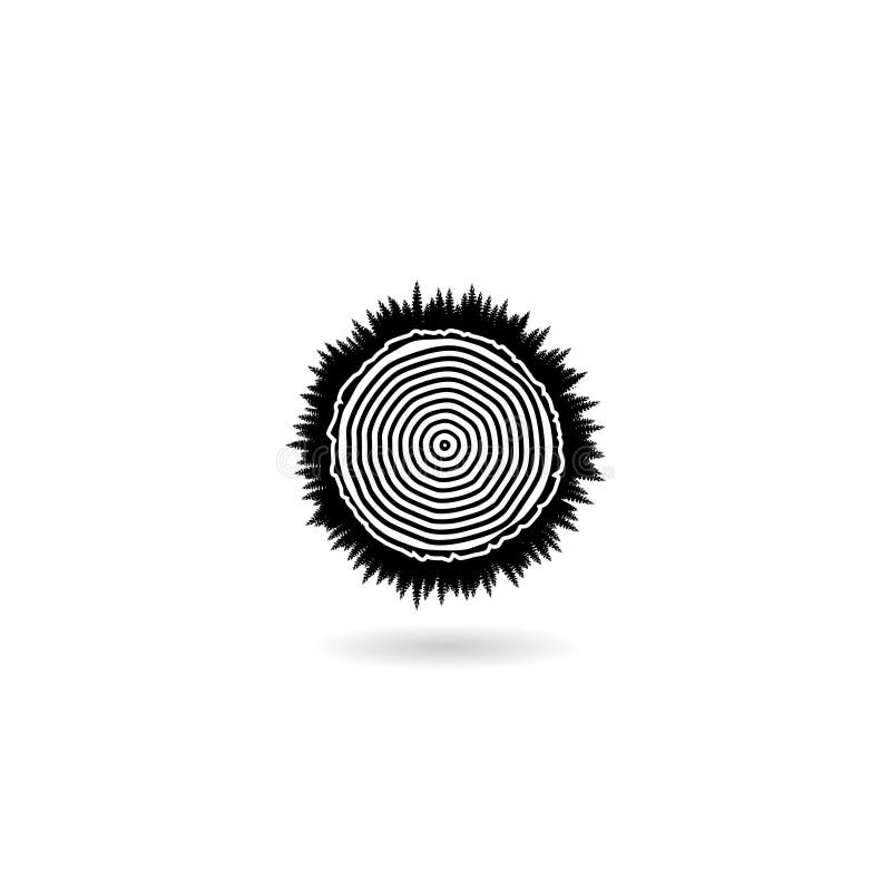 Tree Growth Rings Wood Trunk Icon with Shadow Stock Vector ...