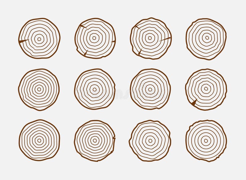 Tree Growth Rings Wood Trunk Vector Annual Organic Stump. Tree Circle ...