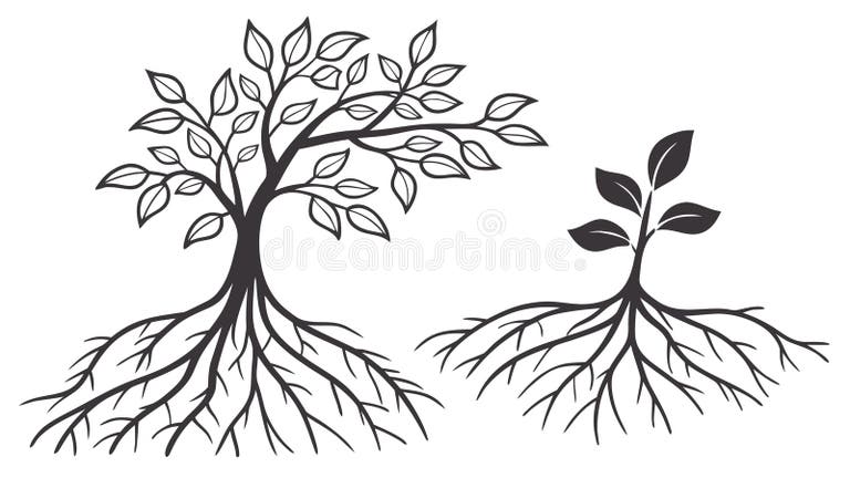 Tree Growth Stages, Root System, Sapling Development, Nature, Vector ...