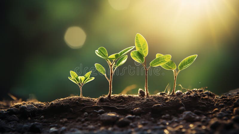 Tree Growth in Three Steps in Nature Stock Illustration - Illustration ...