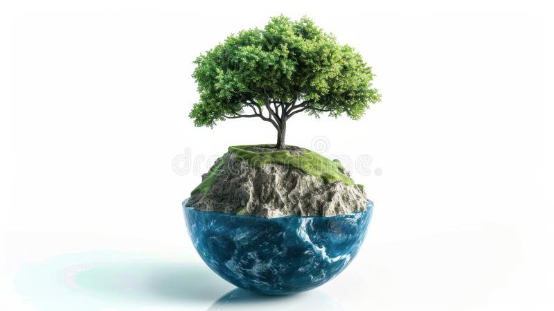 The Tree on Half Globe.AI Generated Image Stock Photo - Image of ...
