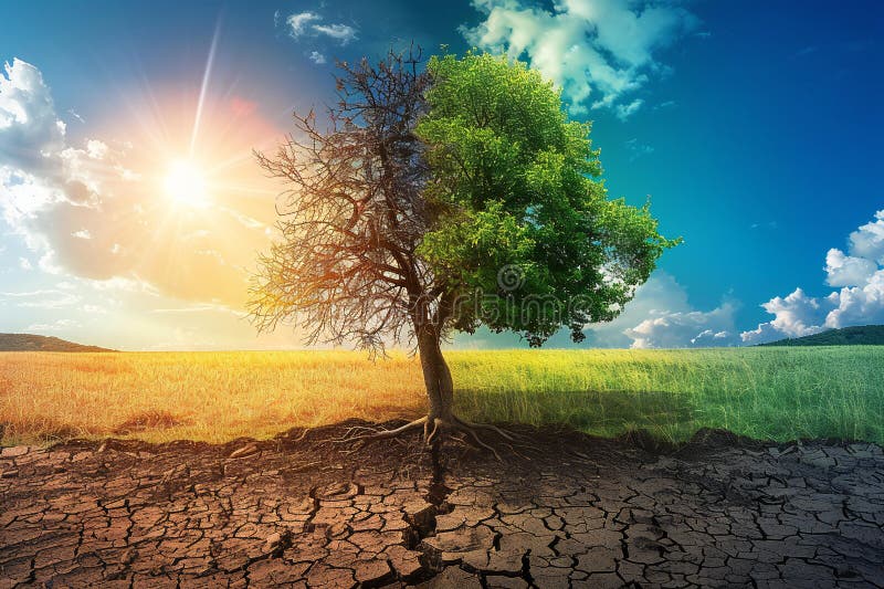 A Tree with Half of Its Branches Dry and the Other Side Green ...