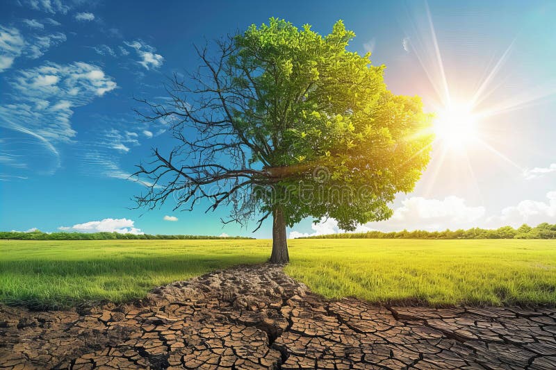 A Tree with Half of Its Branches Dry and the Other Side Green ...