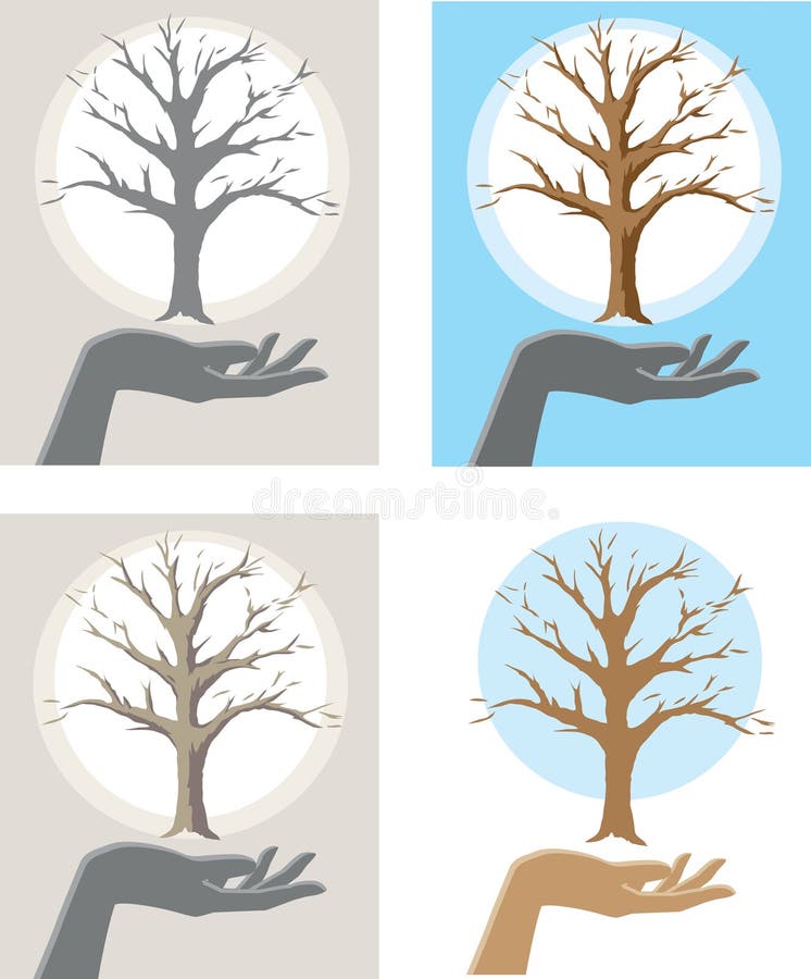 Tree Hand stock vector. Illustration of growing, support - 34449767