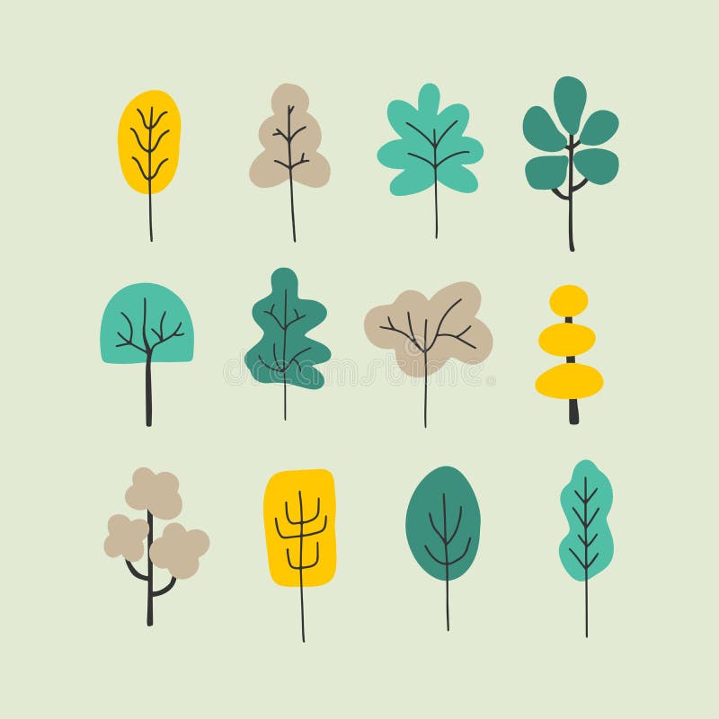 Tree Hand Drawn Doodle Cartoon. Simple Trees Stock Vector ...