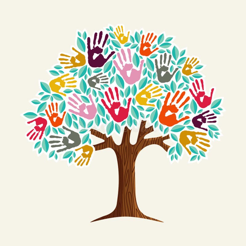 Tree Hand Illustration for Diverse Community Help Stock Vector ...