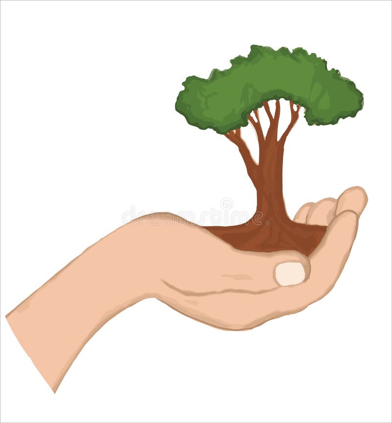 Tree in Hand. Vector Illustration Stock Vector - Illustration of design ...