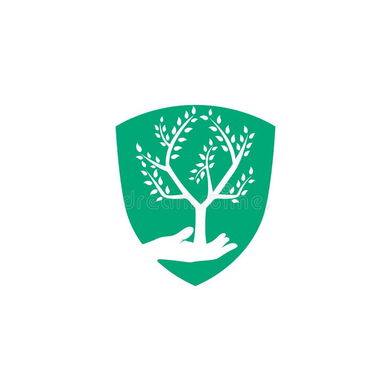 Tree in Hand Vector Logo Design. Stock Vector - Illustration of ...
