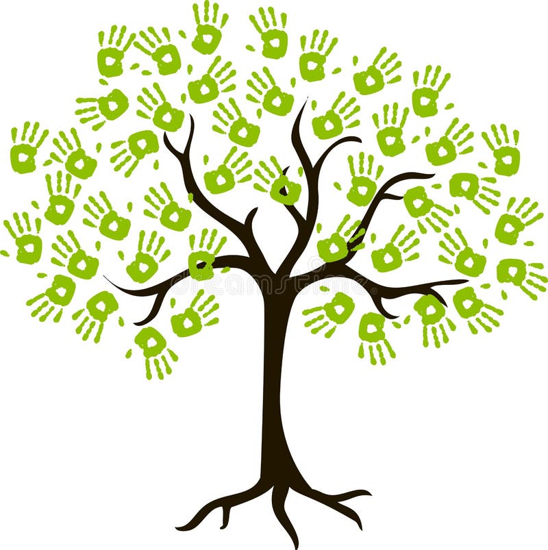 The tree of handprints stock vector. Illustration of curve - 50737880