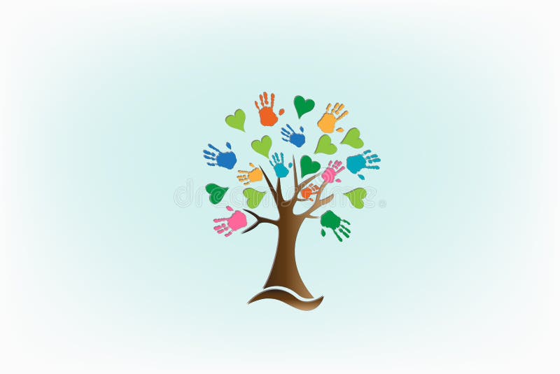 Tree hands and hearts logo stock vector. Illustration of business ...
