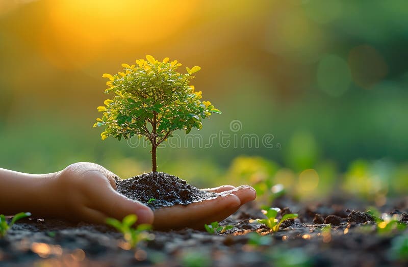 Tree Hands Nurturing Seedlings into Growth Stock Illustration ...