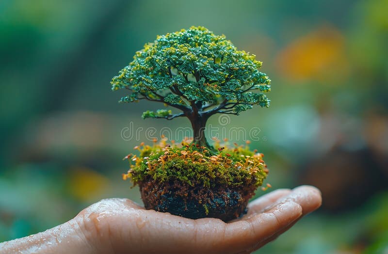 Tree Hands Nurturing Seedlings into Growth Stock Illustration ...
